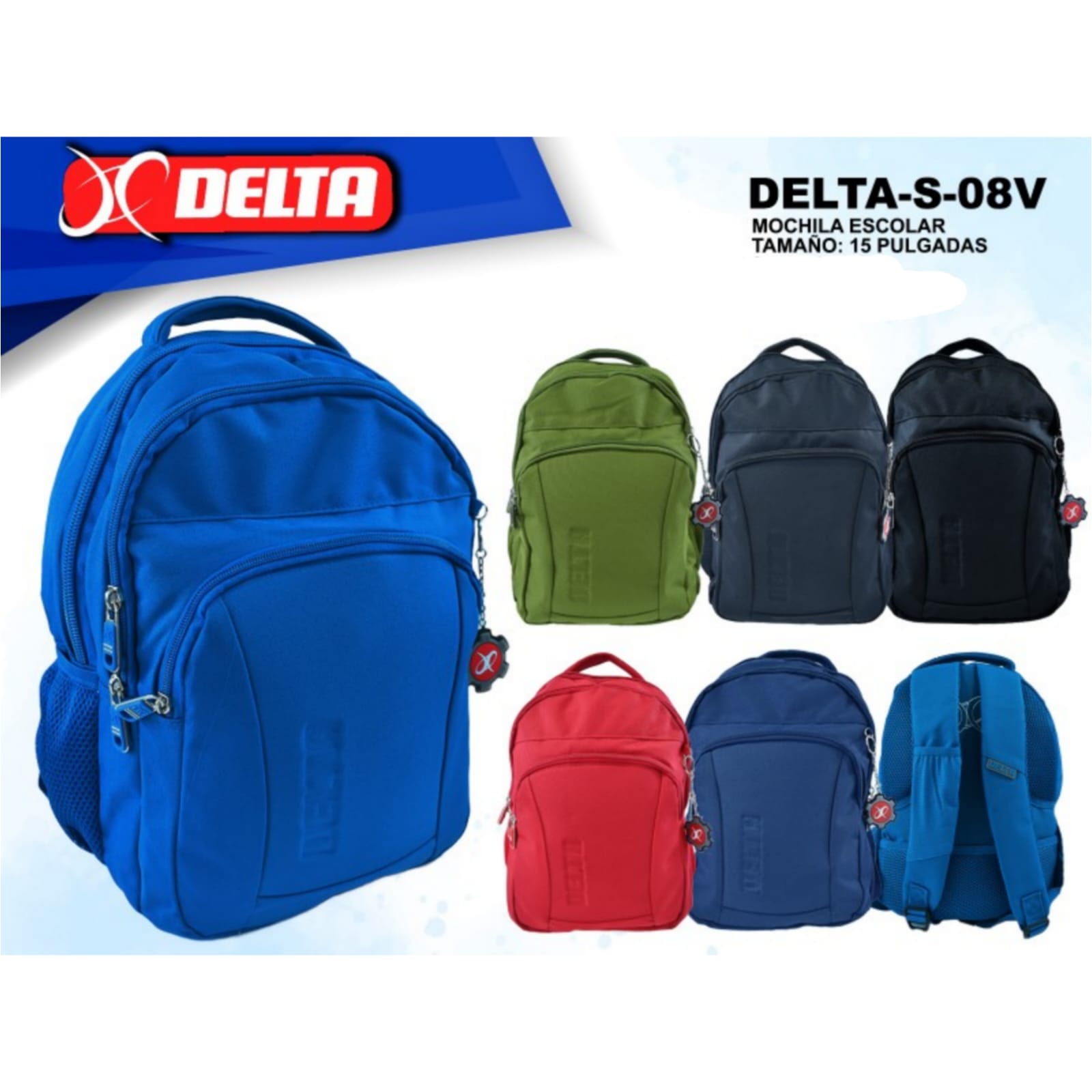 DELTA MOCHILA ESCOLAR (15PULG) – DELTA-S-08V – Derek