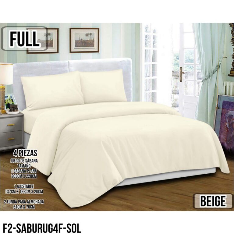 JUEGO DE SABANA (FULL) 4 PZS – F2-SABURUG4F-SOL – Derek